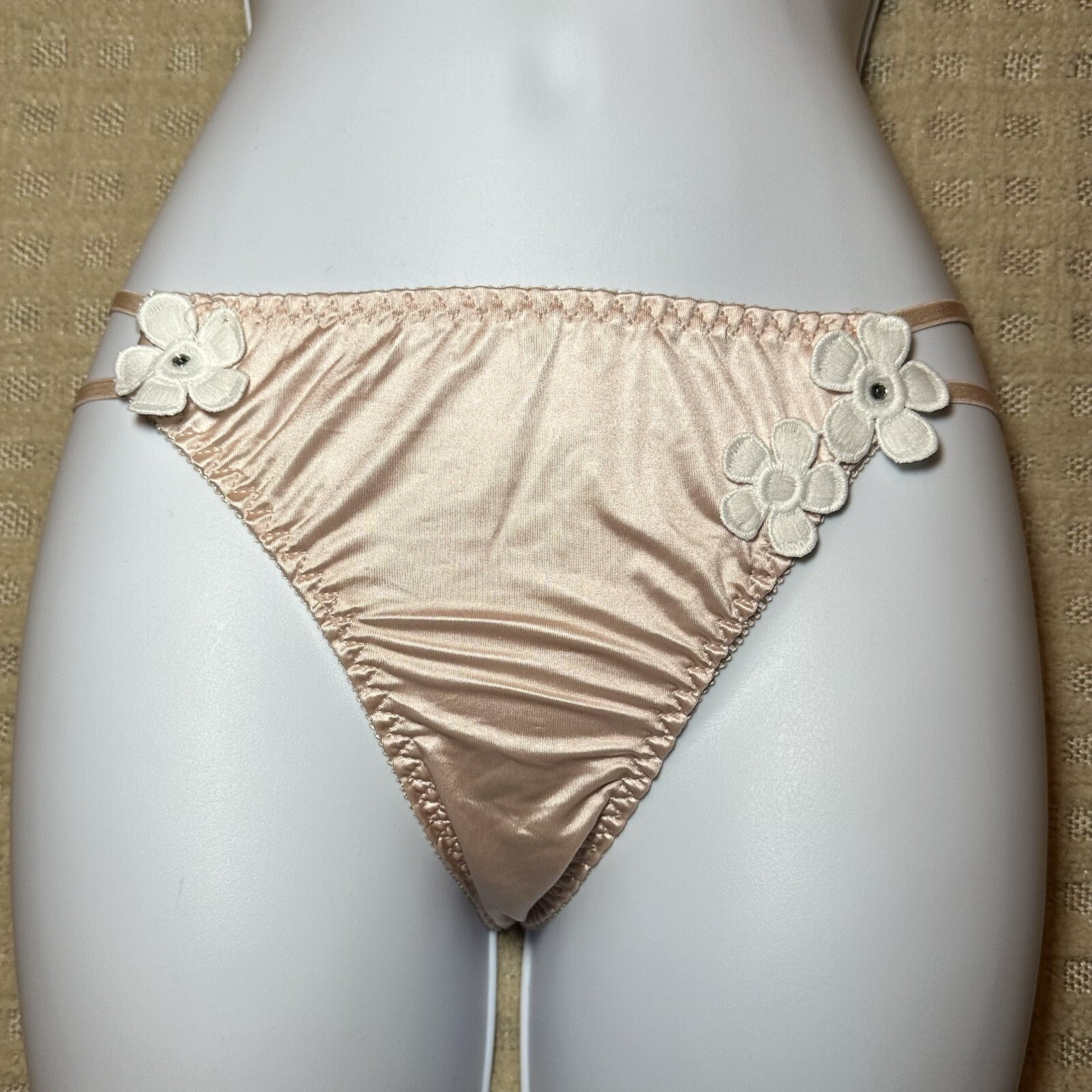 NWOT Shiny Pink Satin Cute Daisy Double String Bikini… - Gem