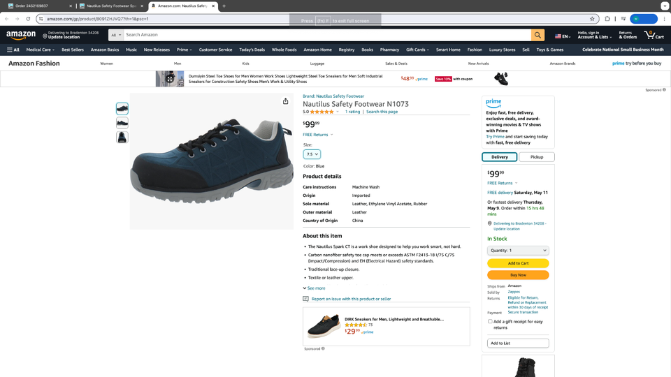 Nautilus Safety Steel toe Footwear Women's D N1073 Spark EH NIB. (Save ...