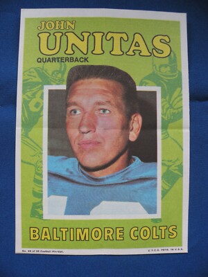 1971 Topps Poster 5X7 football John Unitas Baltimore Colts #29 of 32 | eBay