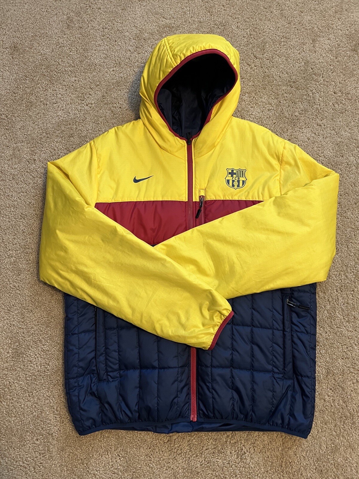 NIKE FC Reversible BARCELONA Barca Full-Zip SOCCER Futbol Jacket Coat ...