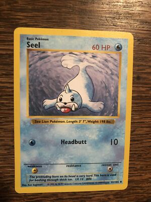 Seel 41/102 SHADOWLESS! NM Near Mint Base Set Non-Holo Pokemon TCG Card ...