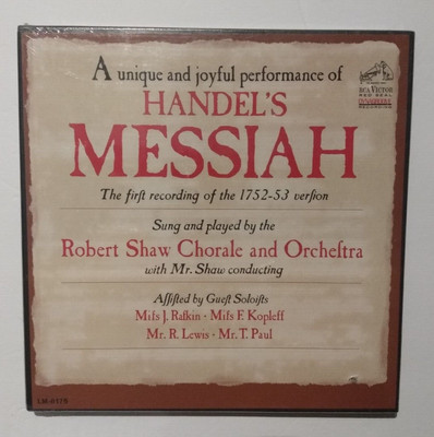 Robert Shaw Orchestra – Handel's Messiah - LM-6175 Red Seal - New 3 LP's 1966 | eBay