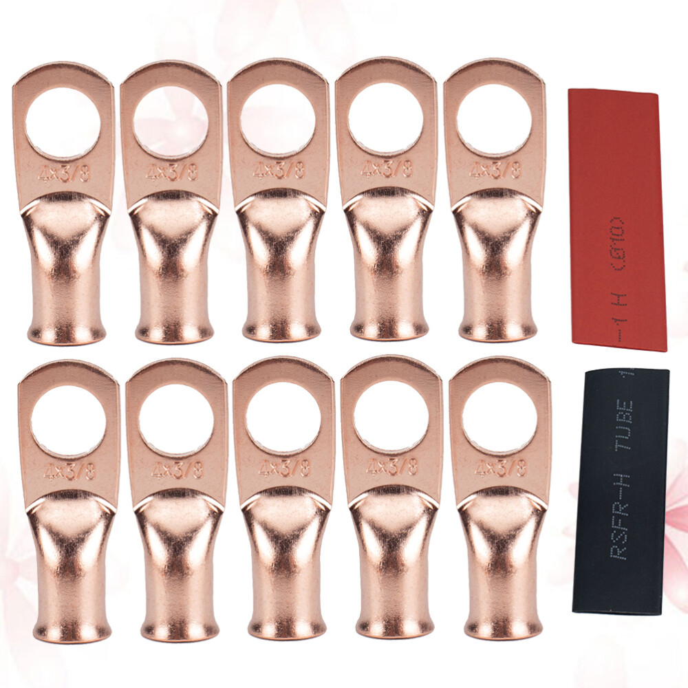 12V Relay 10GA Wire Ring Heavy Duty Copper Lugs with Heat Shrink (10pcs ...