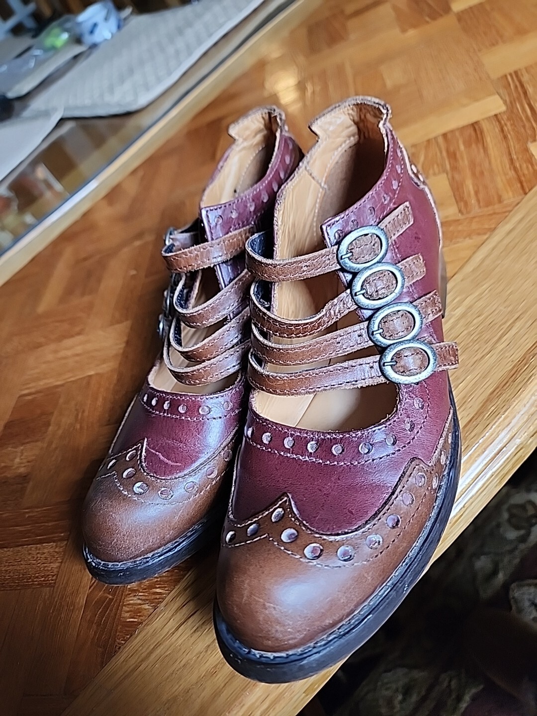 John Fluevog Adrian Alli four buckle wingtip brogue mary jane shoes ...
