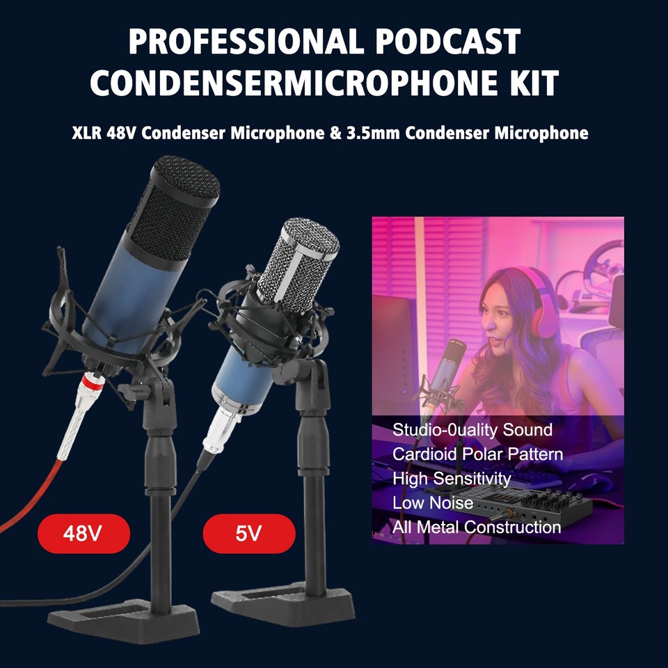 Podcast Equipment Bundle Home Studio Recording Kit Music Mixer ...