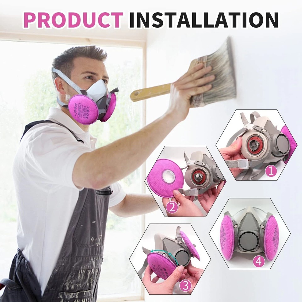 6200 Half Face Respirator Facepiece Mask & 2PCS- 2097 Particulate ...