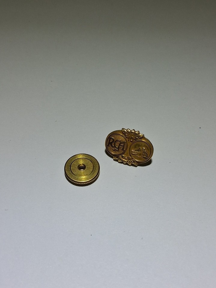 RCA 10 Year Service Award Pin with Nipper Dog Leavens 10K Gold Vintage ...