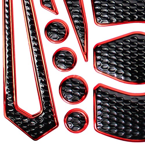 24PC Chrome Red+Perforated Black Tank Pad+Fuel Cap Cover for 03+CBR ...