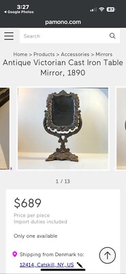 Antique Victorian Cast Iron Table Mirror, 1890 | eBay
