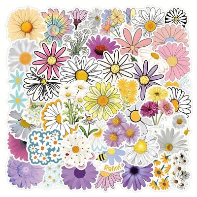 56pc Floral Flower Daisy Sticker Pack Lot Laptop, Scrapbook, Journaling ...