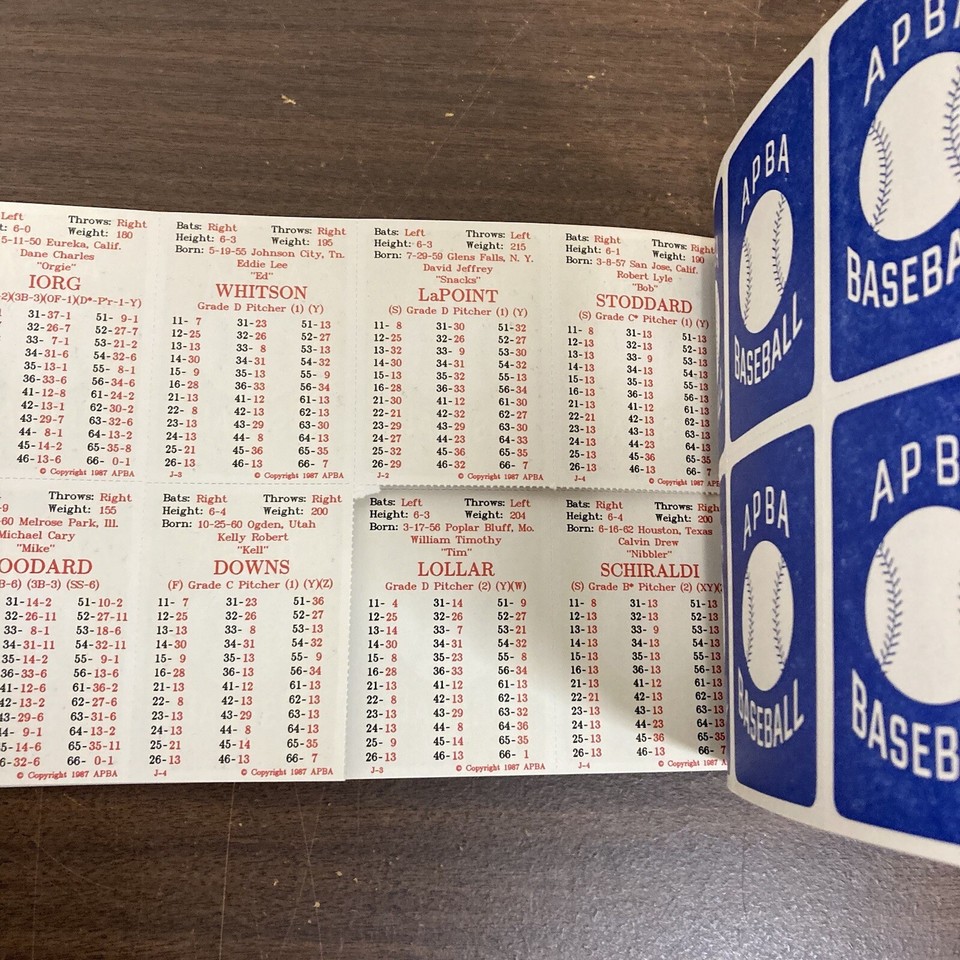 1986? Season APBA Baseball Cards c1987 | eBay