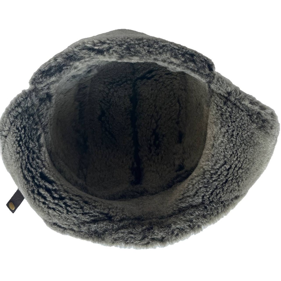 Genuine Shearling Sheepskin Trapper Hat Ushanka Aviator Cap Winter Fur ...