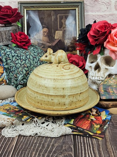 Vintage Speckled Brown Glaze Cheese Dome With Mouse On Lid, VGS | eBay UK