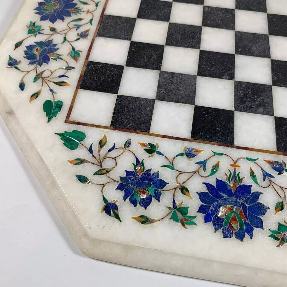 Handmade Marble Inlay Chess Board Game Set Collectible Best Gift For ...