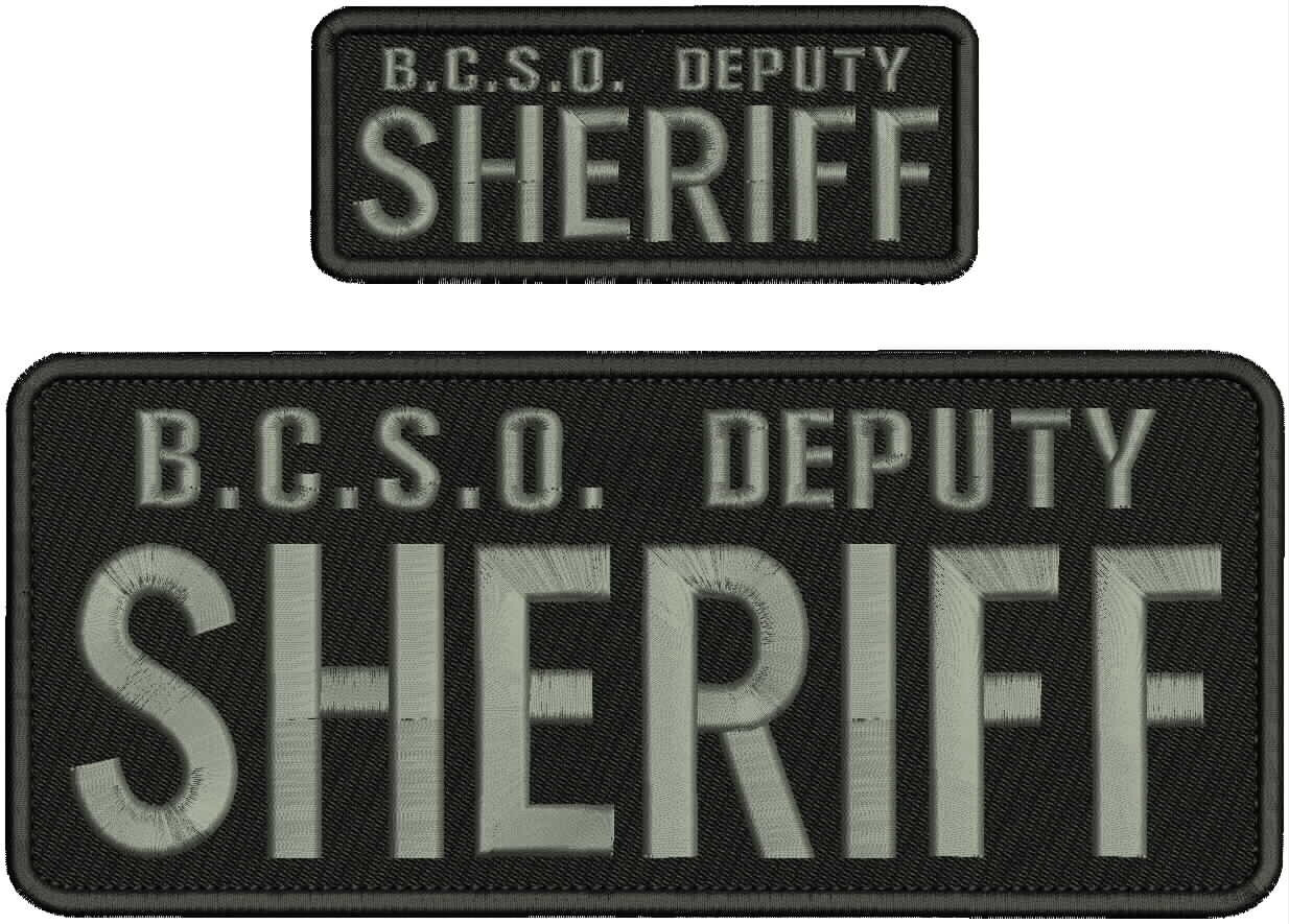 B. C. S. O. D SHERIFF EMBRIDERY PATCH 10X4 and 5x2 hook on back black ...