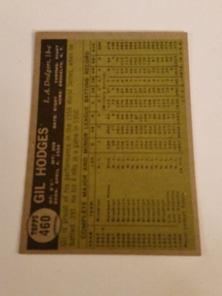 1961 Topps #460 Gil Hodges : Los Angeles Dodgers | eBay