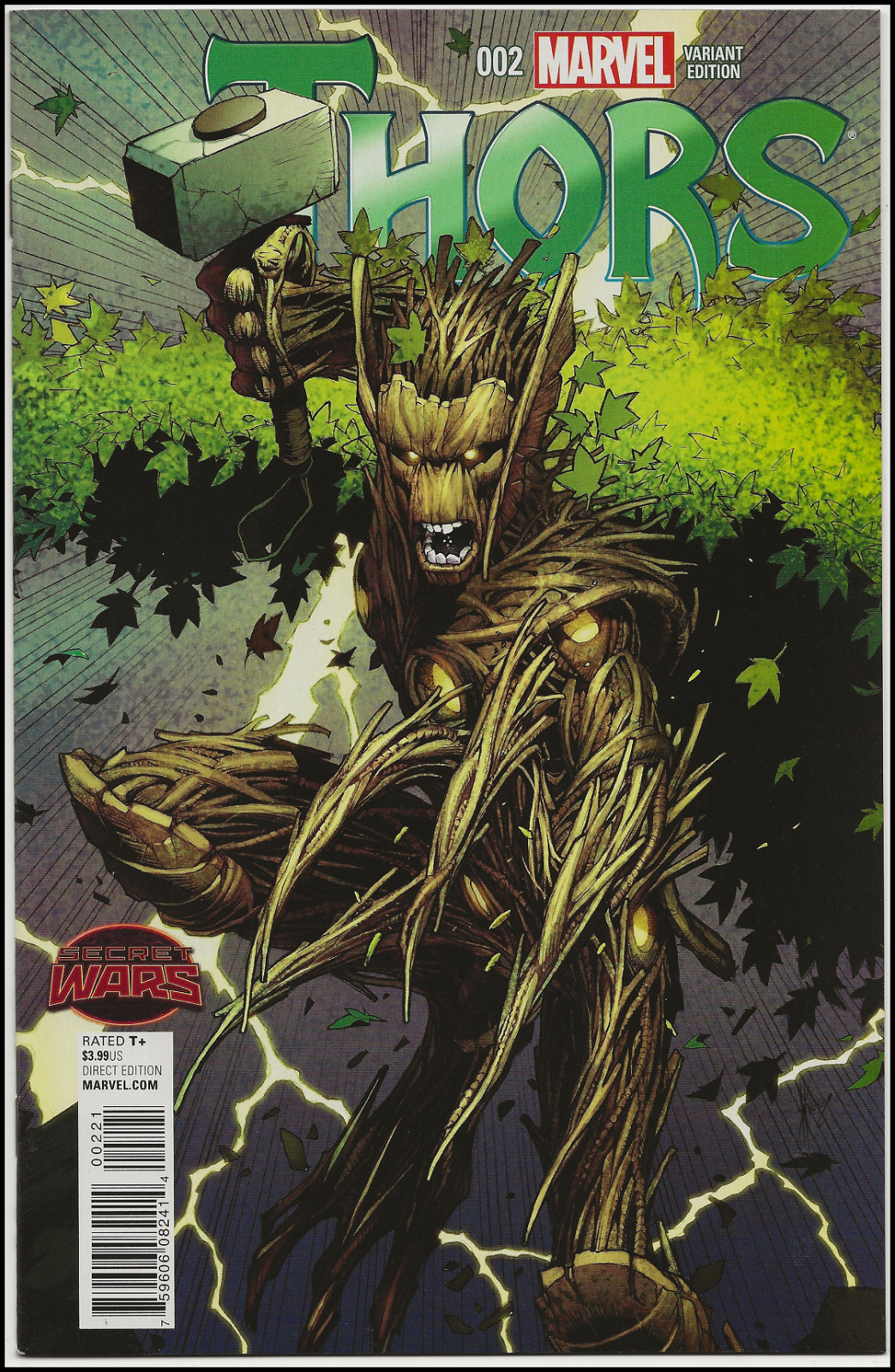 THORS #2 (2015) KEOWN 1:25 GROOT VARIANT SECRET WARS BATTLEWORLD MARVEL ...