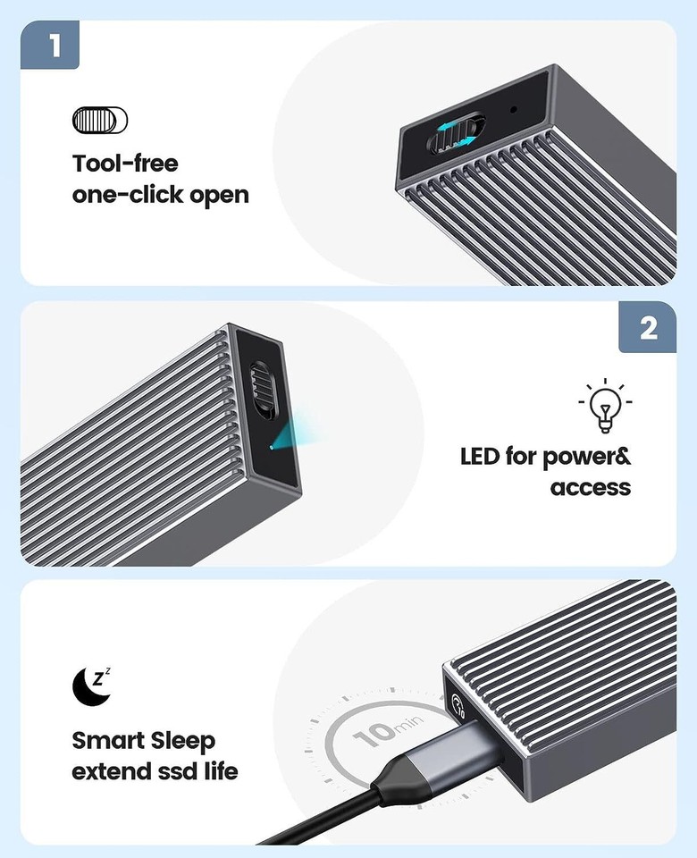 ORICO 20Gbps M.2 NVMe SSD Enclosure Adapter USB3.2 Gen2 Type-C to SSD ...
