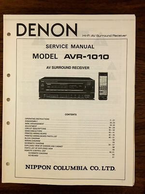 Denon AVR-1010 Receiver Service Manual *Original* | eBay