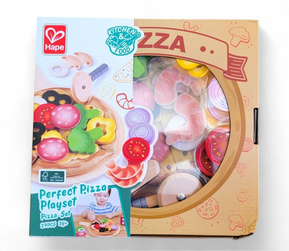 Hape Perfect Pizza Play Food Set for Kids Kitchen Toy Food Assortment ...