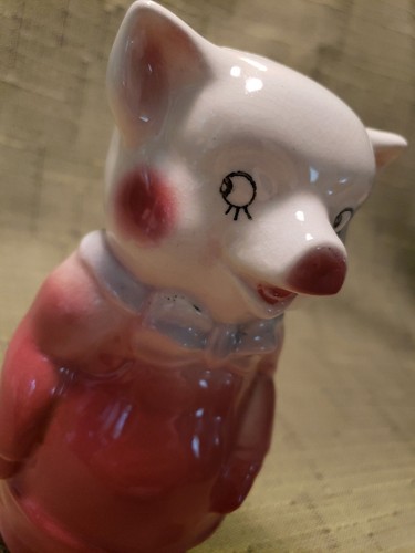 Vintage Unsigned Large Ceramic Pink Pig Piggy Bank, Retro Coin Slot ...