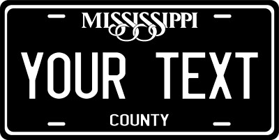 Mississippi Black Custom Personalized License plates Auto Bike ...