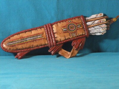 Native American Ceramic Arrows in Quiver w Strap, Hand Painted w Aztec ...