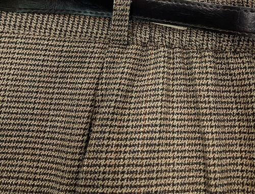 DRESS BARN - DARK BROWN-CAMEL-RUST PLAID PANTS, FRONT ZIP W/BROWN BELT ...