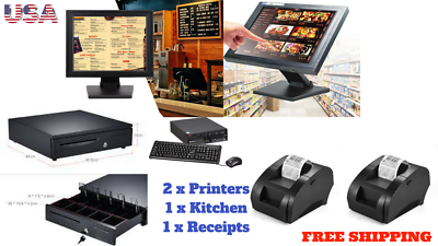 15" Point of sale POS system register Touch screen restaurant retail ...