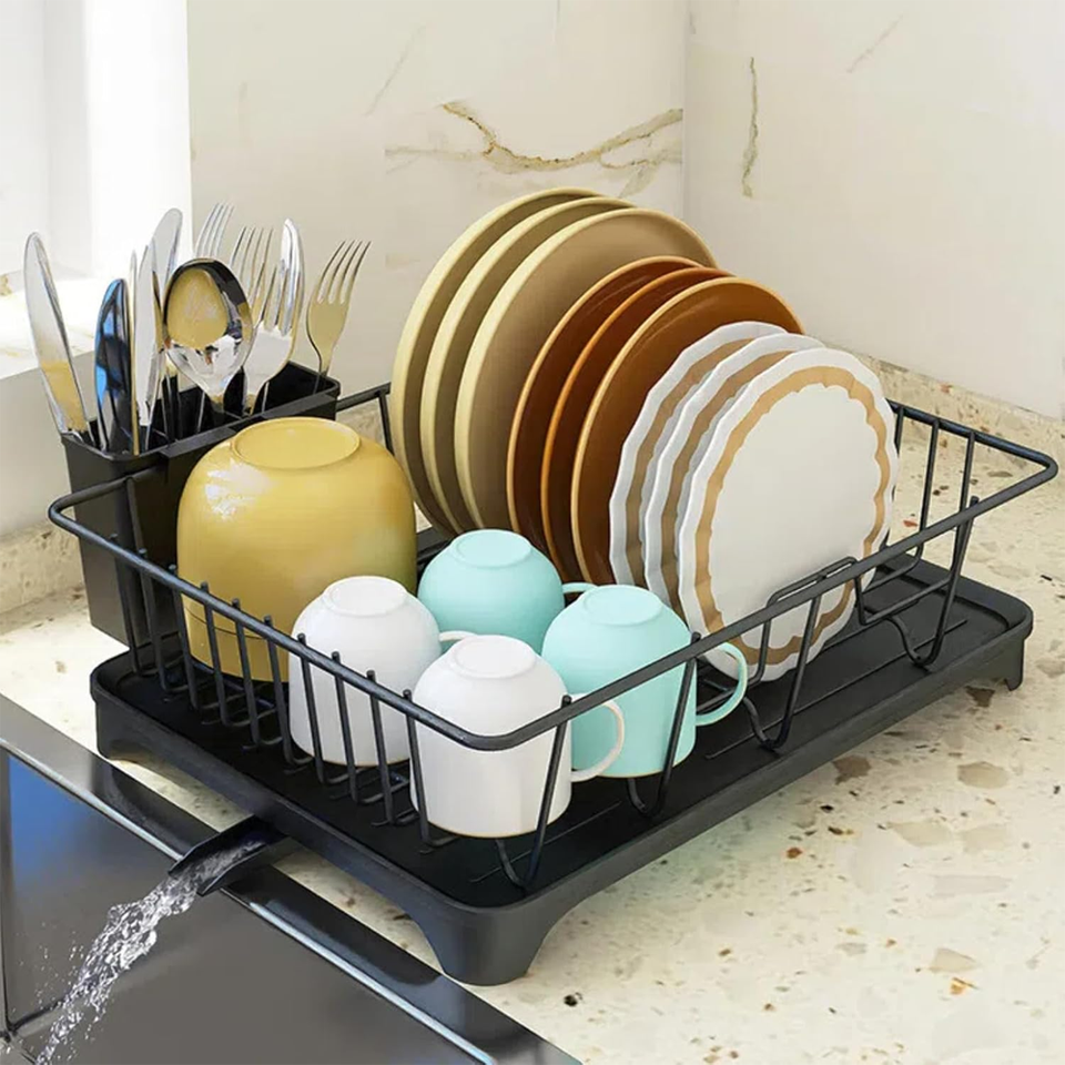 Dish Plate Holder Washing Rack Bowl Drainer Kitchen Rack Shelves Holder ...