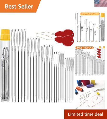 Comprehensive 75-Piece Needle Set with Threaders - Ideal for Crafts ...