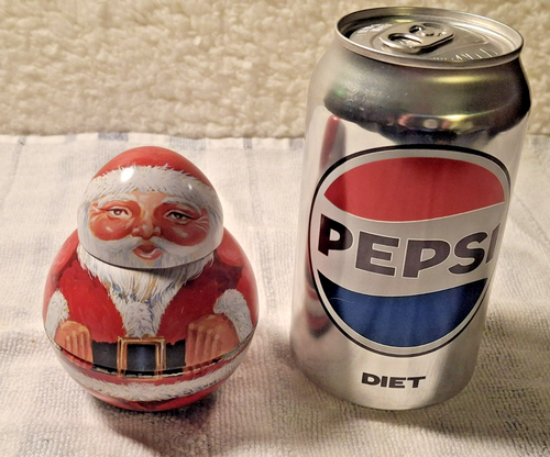 Vintage 1982 B. Shackman & Co. Metal Roly Poly Santa Candy, Nut Tin, 2 ...