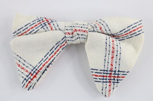 Vintage 50s 60s Rockabilly Linen Plaid Clip On Bow Tie Wedding Neck Tie ...