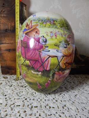 Large 9" Erzgebirge Paper Mache Easter Egg Germany Susan Wheeler Candy ...