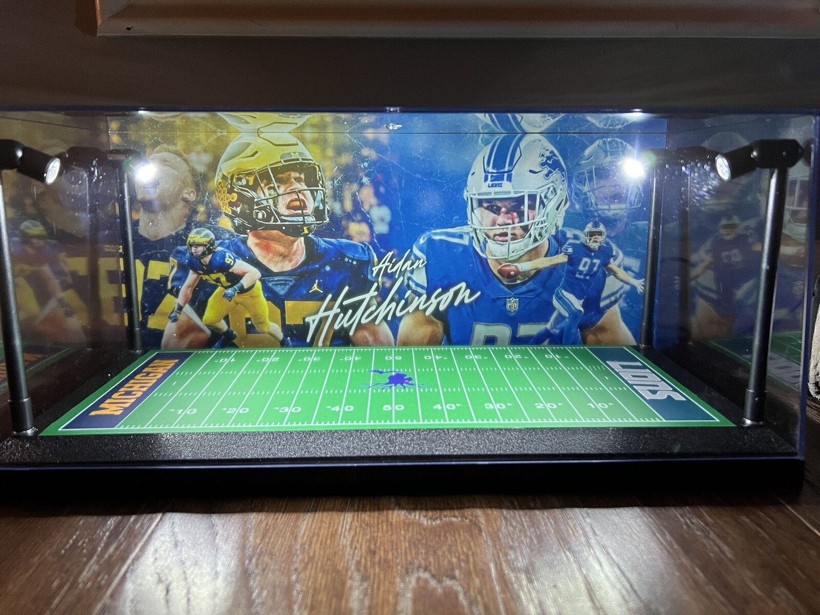 Aidan Hutchinson Custom 2-card PSA display case with LED lights ...