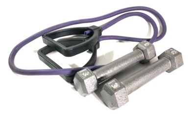 Get Fit - 2 3lb Hex Weights + Exercise Tubing Purple Light - Medium ...