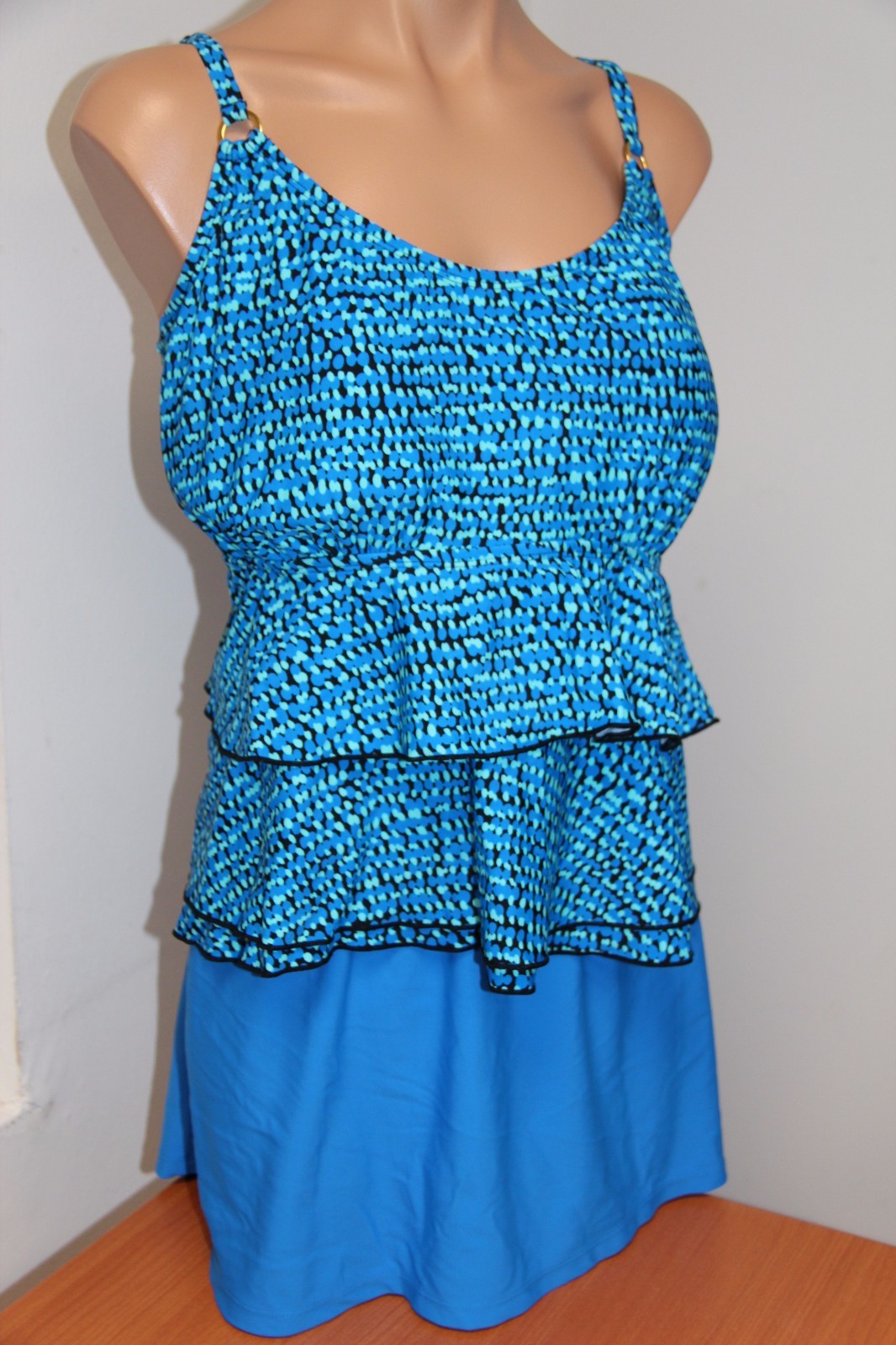 Nwt Island Escape Swimsuit Tankini 2pc Set Plus Sz 24w Blue Ruffled Ebay