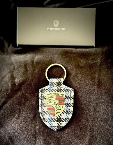 New Genuine Porsche Crest Keychain Fob Ring Pepita Houndstooth ...