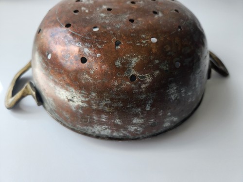 Antique Copper Berry Colander Vintage Strainer With Brass Handles | eBay