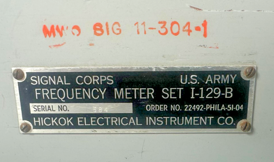 Signal Corps US Army Frequency Meter Set I-129-B US Army James Millen ...