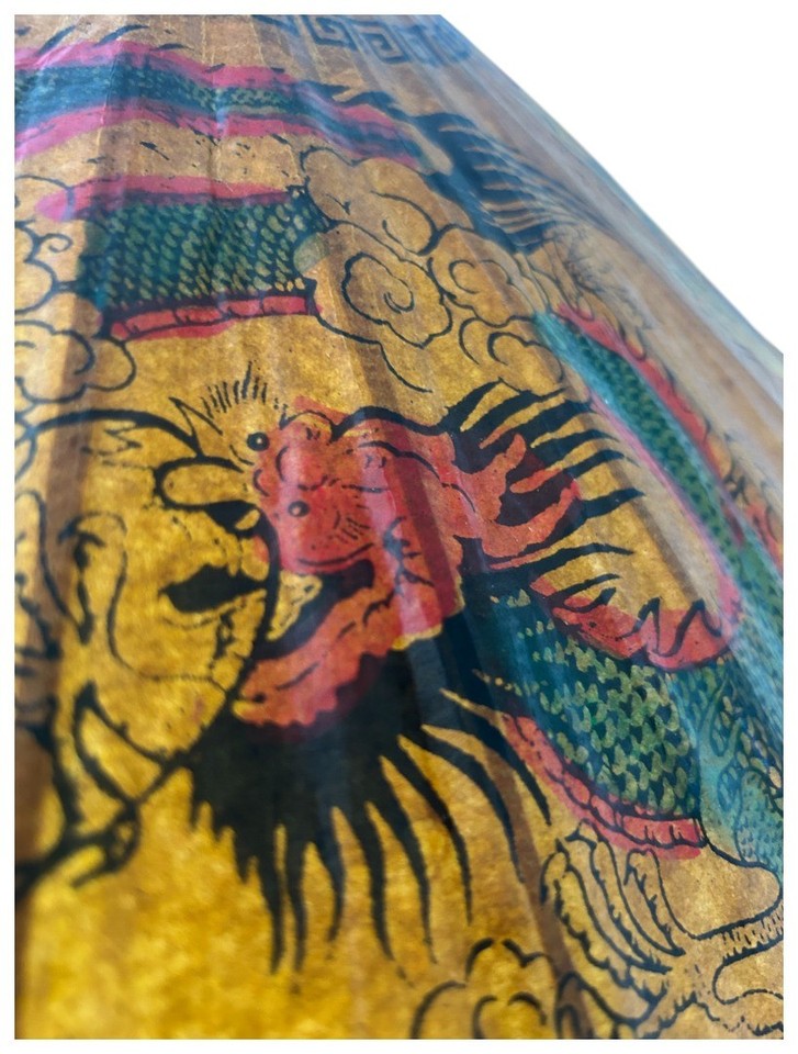 Oriental Handpainted Dragon Sun Parasol / Wooden Theatre Umbrella Prop ...