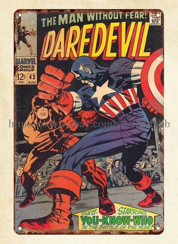 wall art lodge cafes superhero daredevil Comics 1968 metal tin sign | eBay