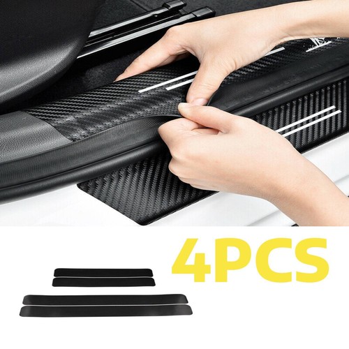 4PCS Plate Car Scuff Carbon Anti Door Sill Scratch Sticker Fiber Cover ...