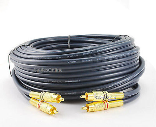 30ft 2-RCA to 2-RCA Gold-Plated Male to Male DJ/Mixer/Stereo System ...
