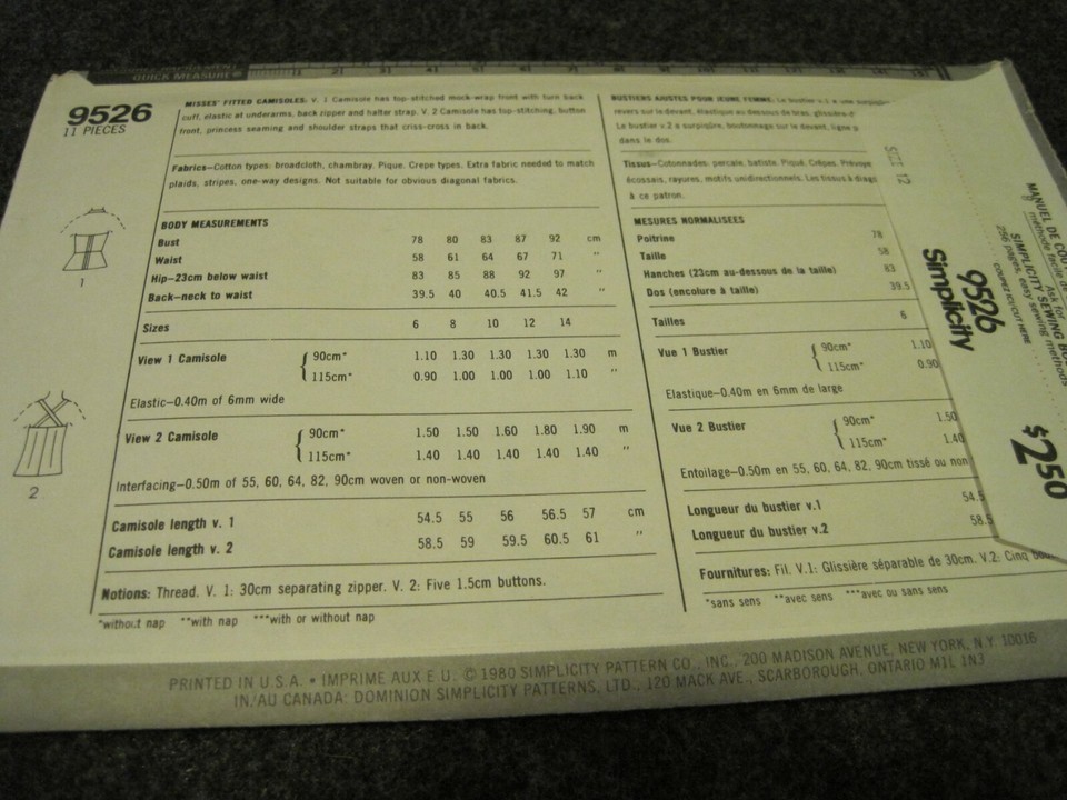 MISSES FITTED CAMISOLES Vintage SIMPLICITY 9526 Sewing Pattern UNCUT | eBay