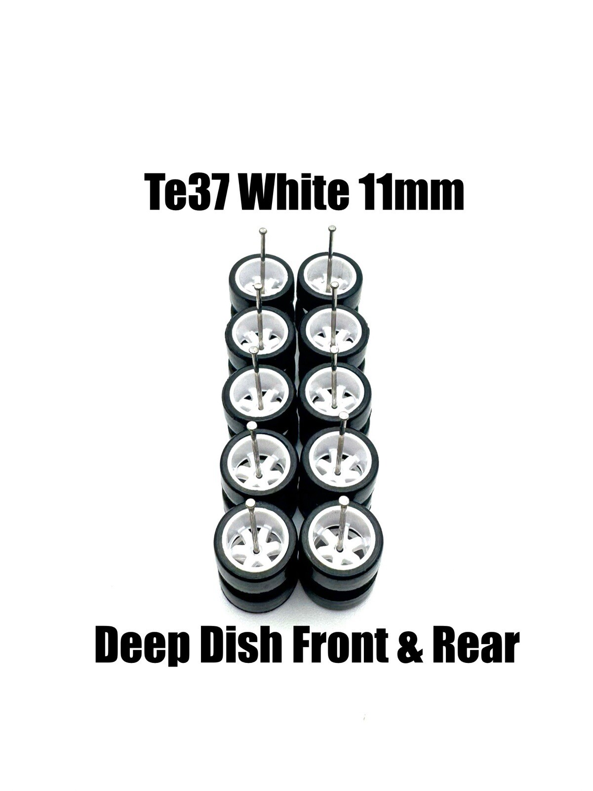 5x Set White Deep Dish Te37 11mm Real Rider Wheel w/ Rubber Tires Sets ...