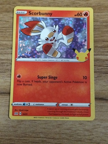 Scorbunny - 16/25 McDonald's 25th Anniversary Set - Holographic Pokemon ...