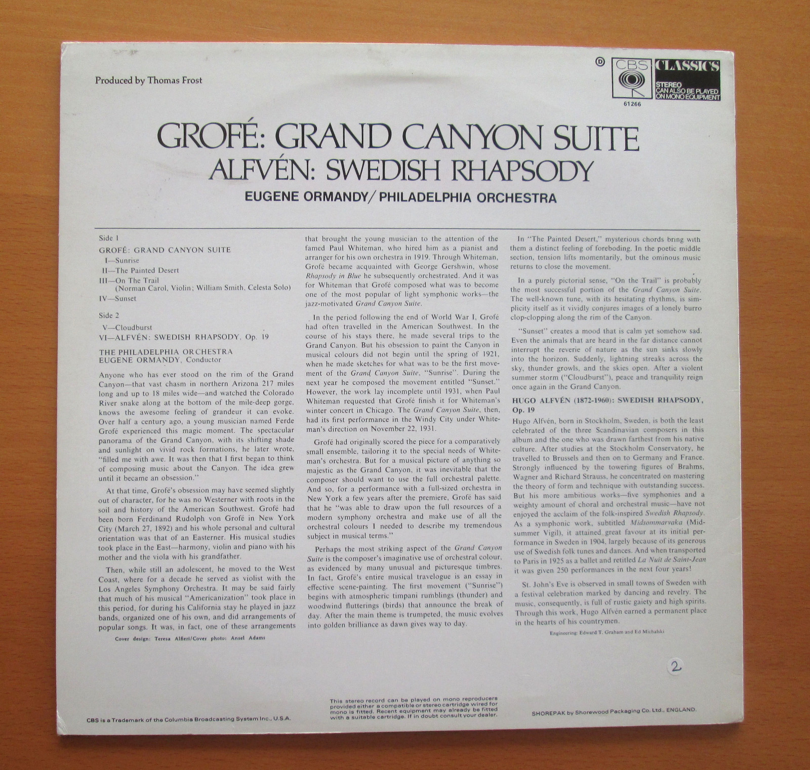 CBS 61266 Grofe Grand Canyon Suite Alfven Swedish Rhapsody Eugene ...