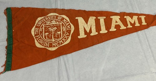 EARLY Miami University Pennant Flag Vintage Crest Full Size 28” Felt ...