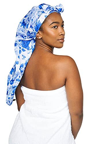 Shower Cap for Braids, Dreadlocks, Sew ins or any long hair style (Blue ...